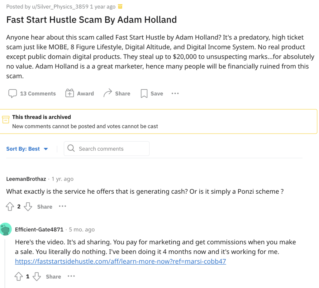 Fast Start Side Hustle Review: Is Adam Holland a Scam?